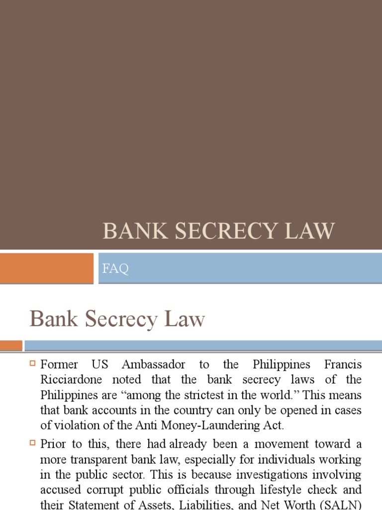 FAQ Bank Secrecy Law | PDF | Banks | Deposit Account