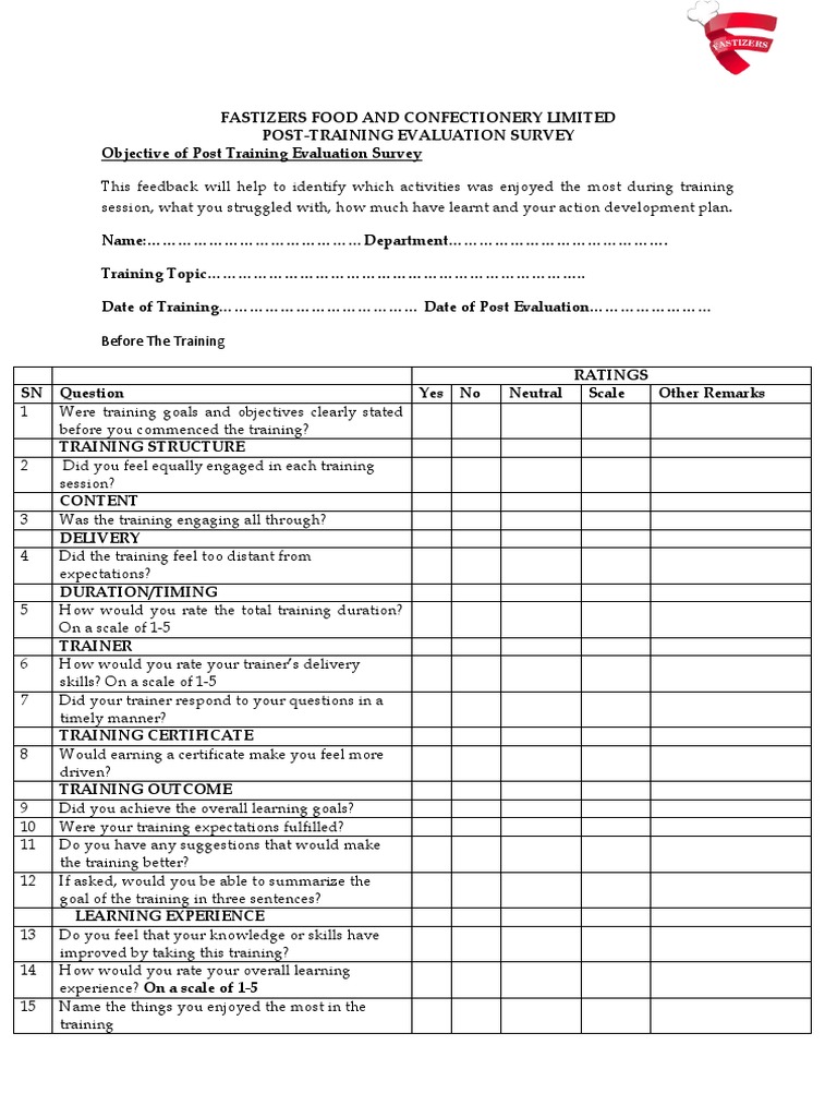 Reviewed Post Training Survey | PDF | Learning | Teaching