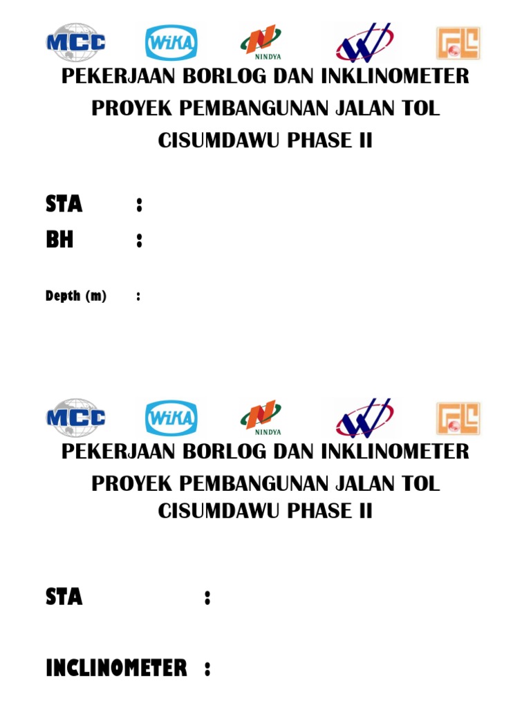 Pekerjaan Borlog Dan Inklinometer | PDF