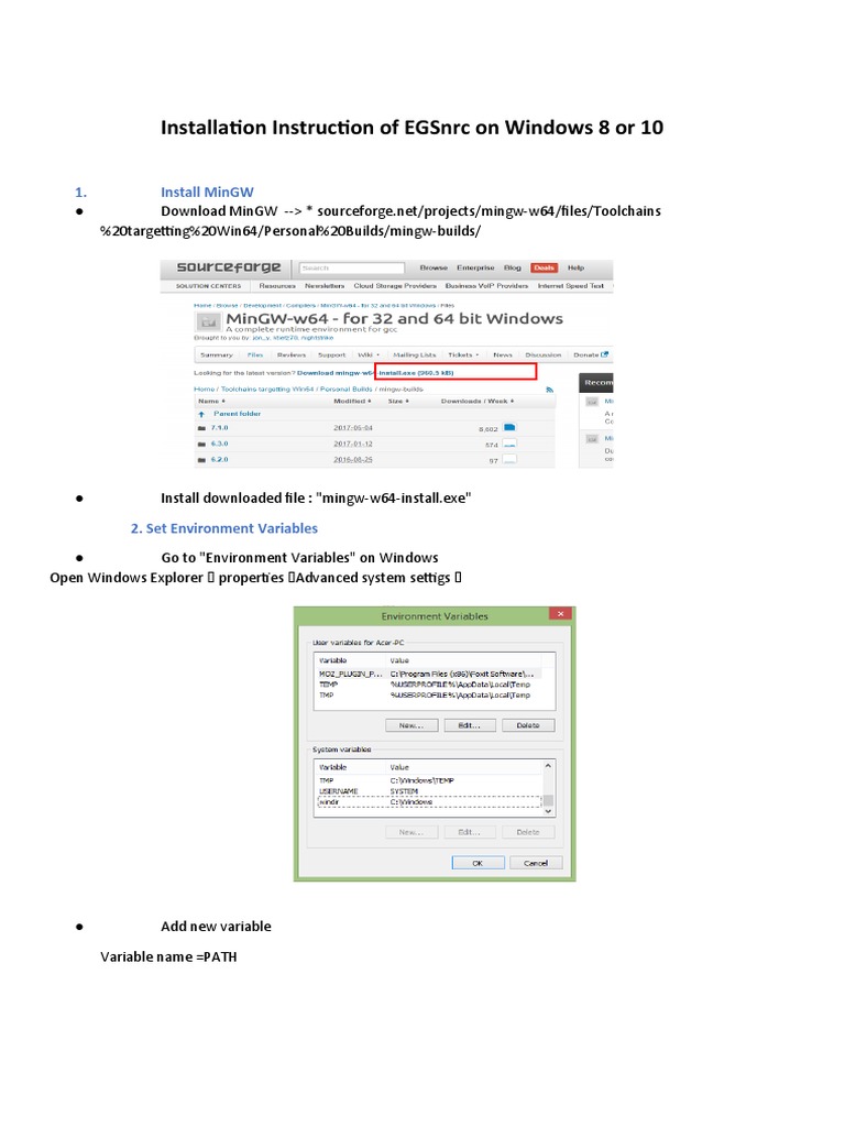 Installation Instruction of Egsnrc On Windows 8 or 10: 1. Install Mingw ...