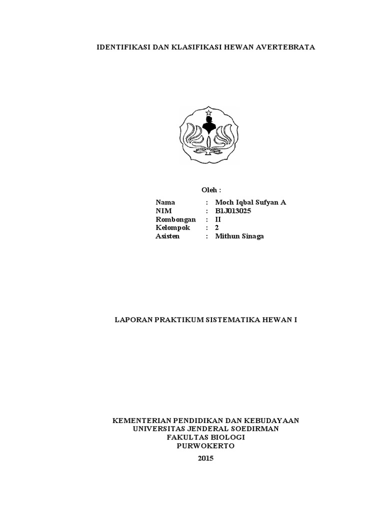 Identifikasi Dan Klasifikasi Hewan Avertebrata | PDF Identifikasi Dan Klasifikasi Hewan Avertebrata | PDF