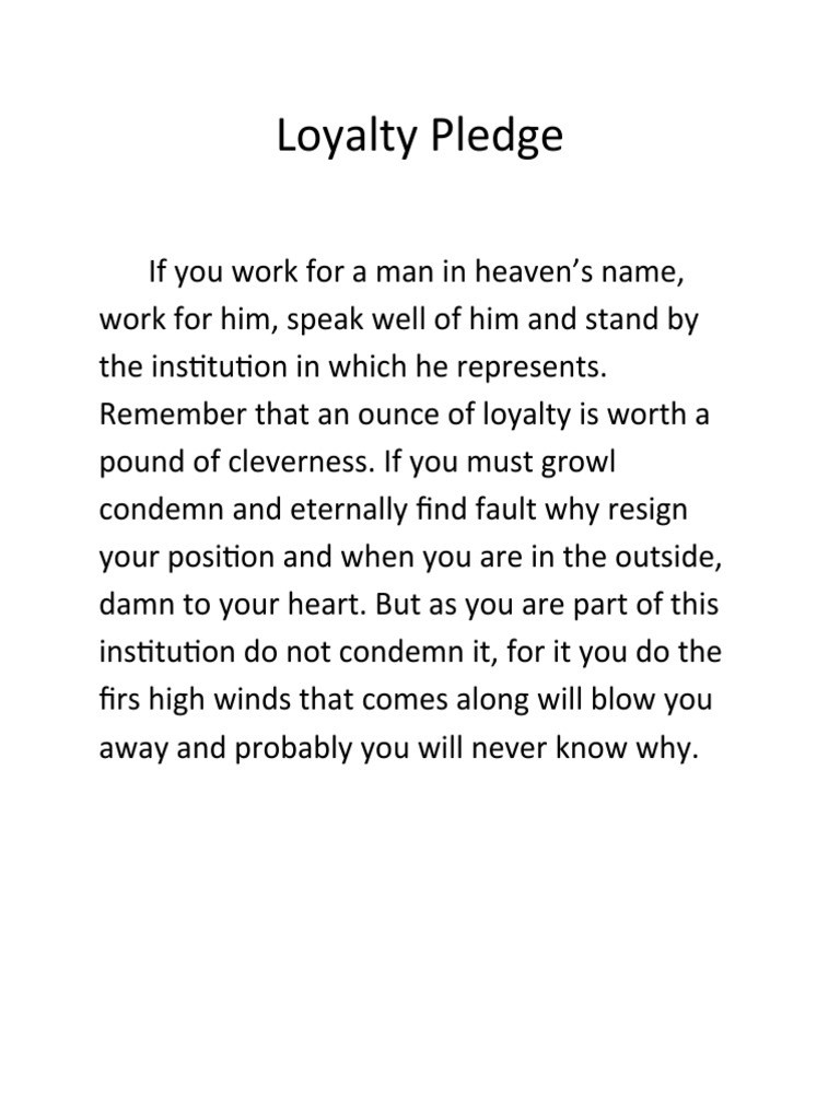 Loyalty Pledge | PDF