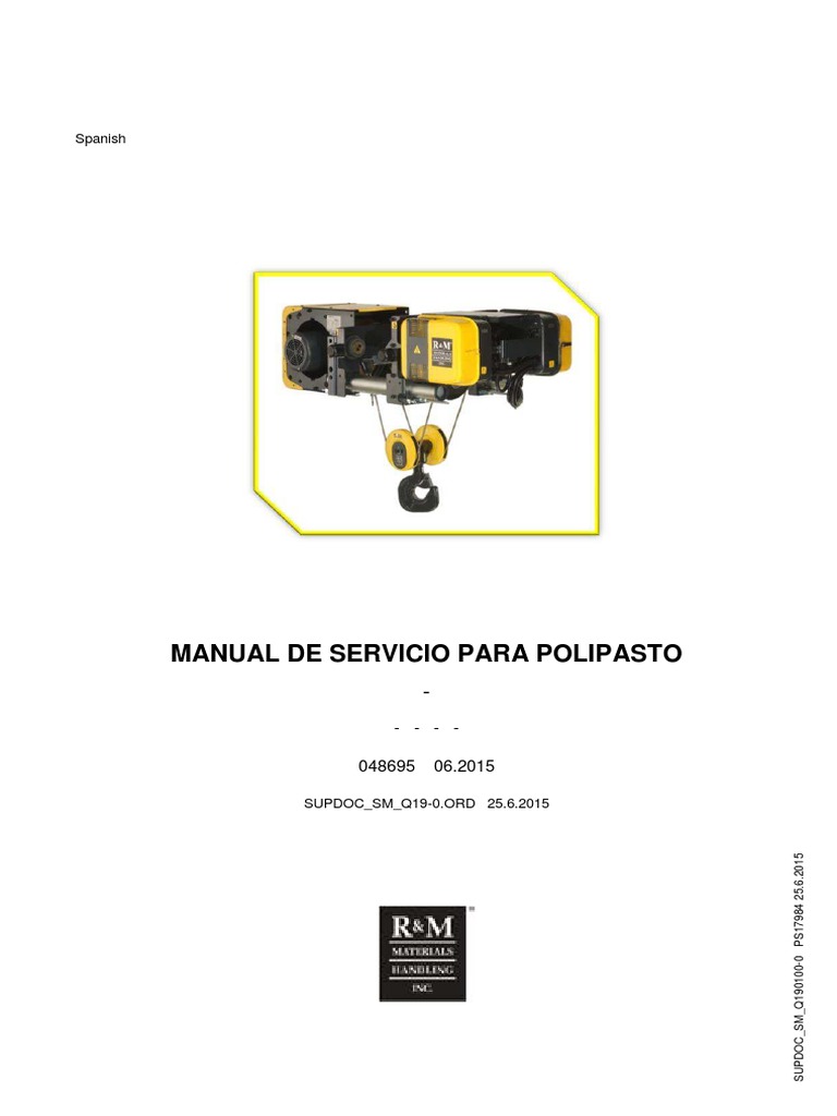 Manual de Servicio para Polipasto - Spanish | Descargar gratis PDF | Engranaje | Puente
