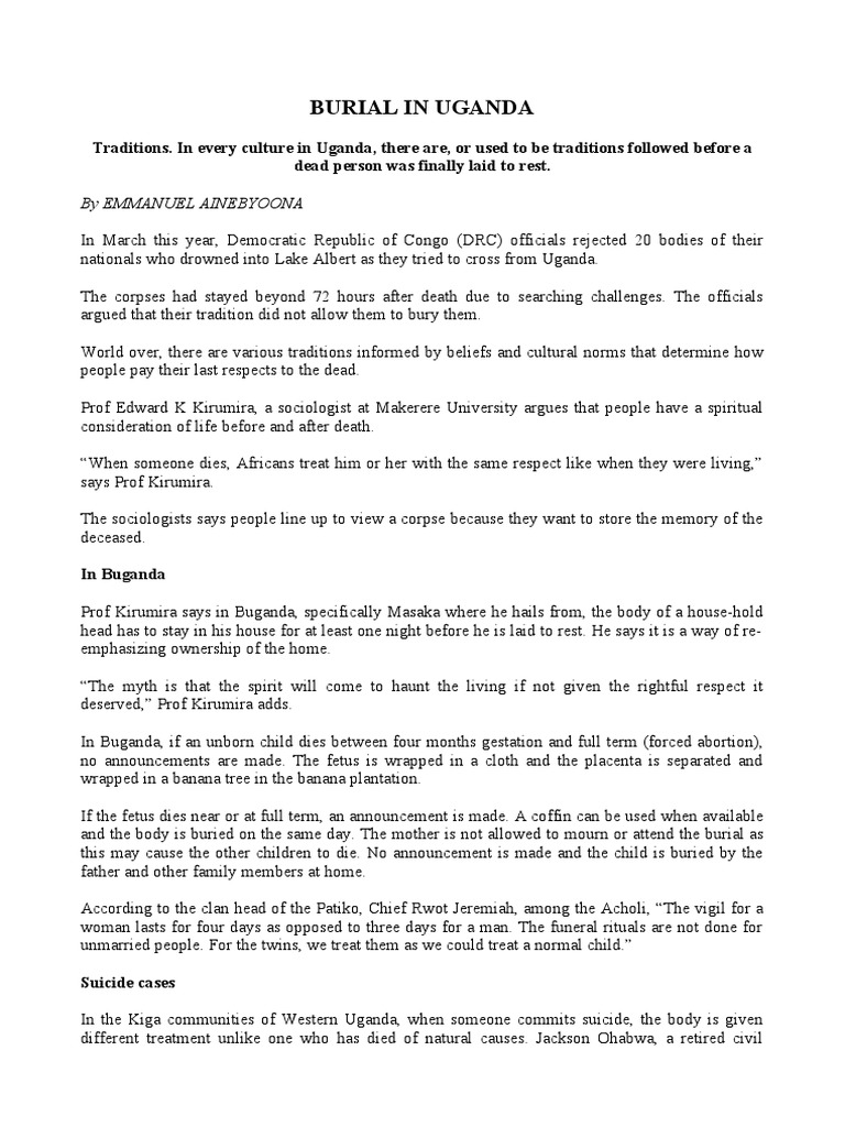 Burial in Buganda | PDF | Funeral | Burial