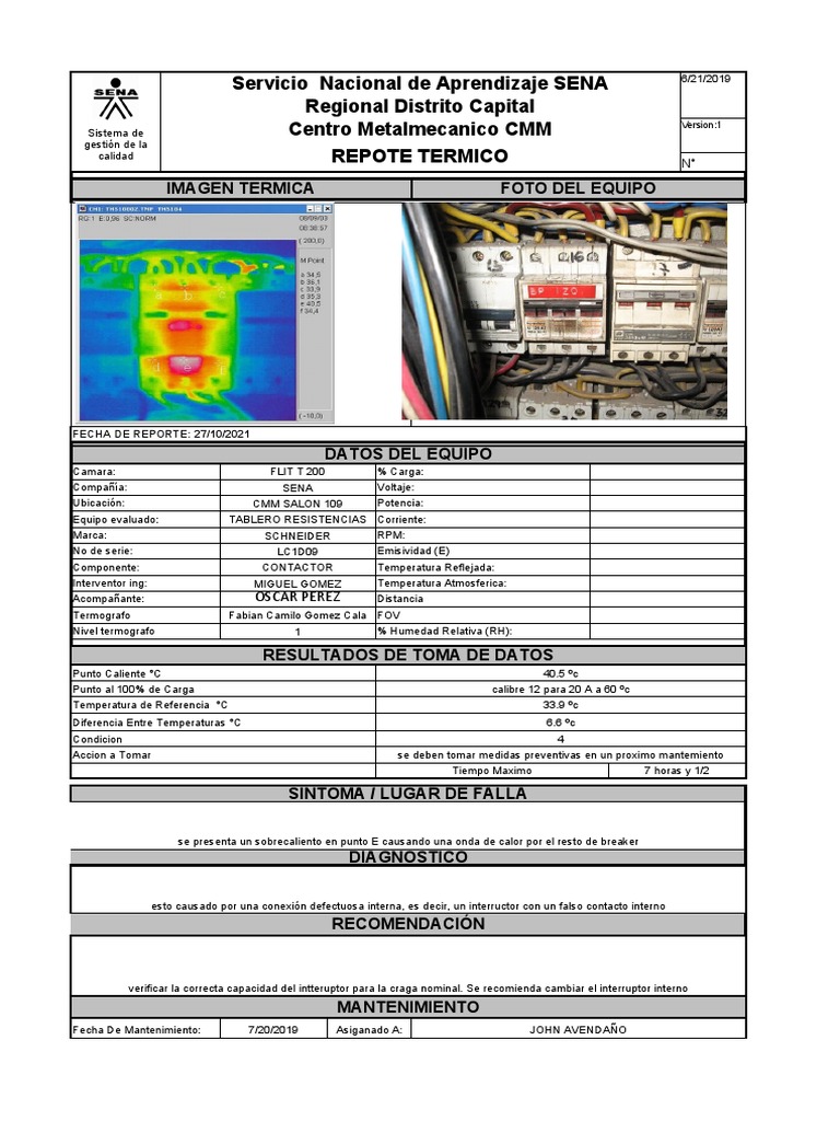 Informe Termografia | Descargar gratis PDF | Temperatura ...