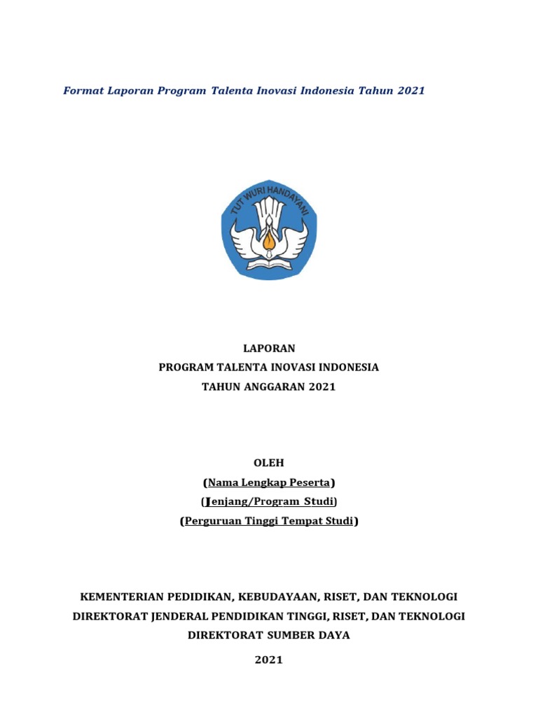 Format Laporan Program Talenta Inovasi | PDF