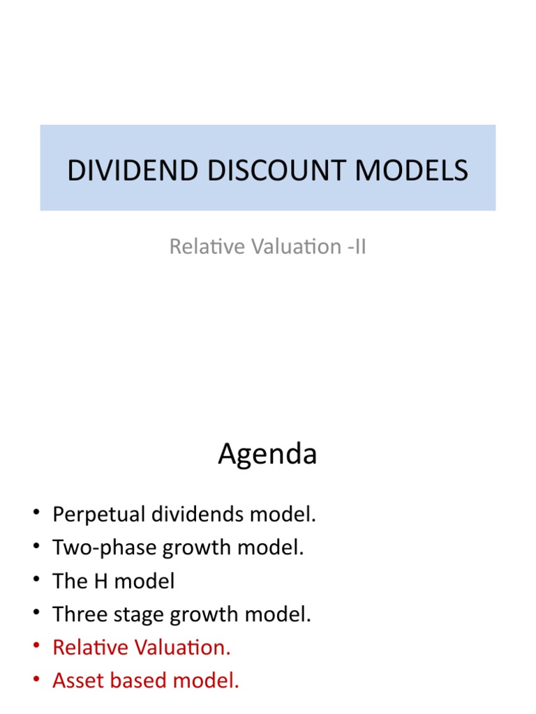 Dividend Discount Models: Relative Valuation - II | PDF | Book Value ...