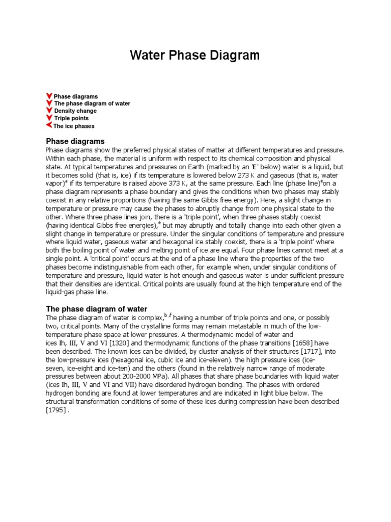 Water Phase Diagram | PDF | Phase (Matter) | Phase Diagram