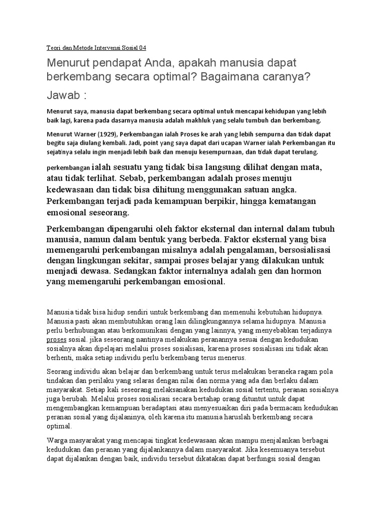 Teori Dan Metode Intervensi Sosial 04 | PDF
