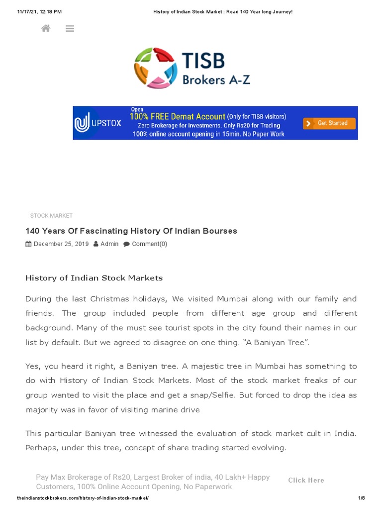 History of Indian Stock Market - Read 140 Year Long Journey! | PDF ...