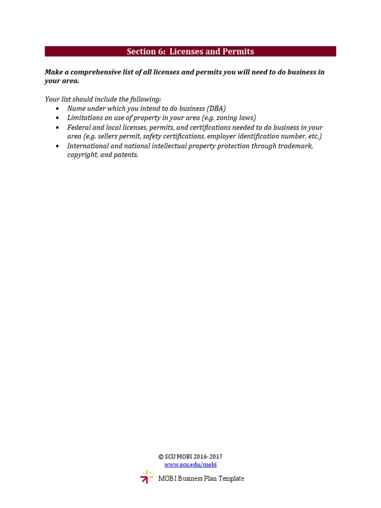 Business Plan Section 6 Licenses and Permits | PDF | Business | Computers