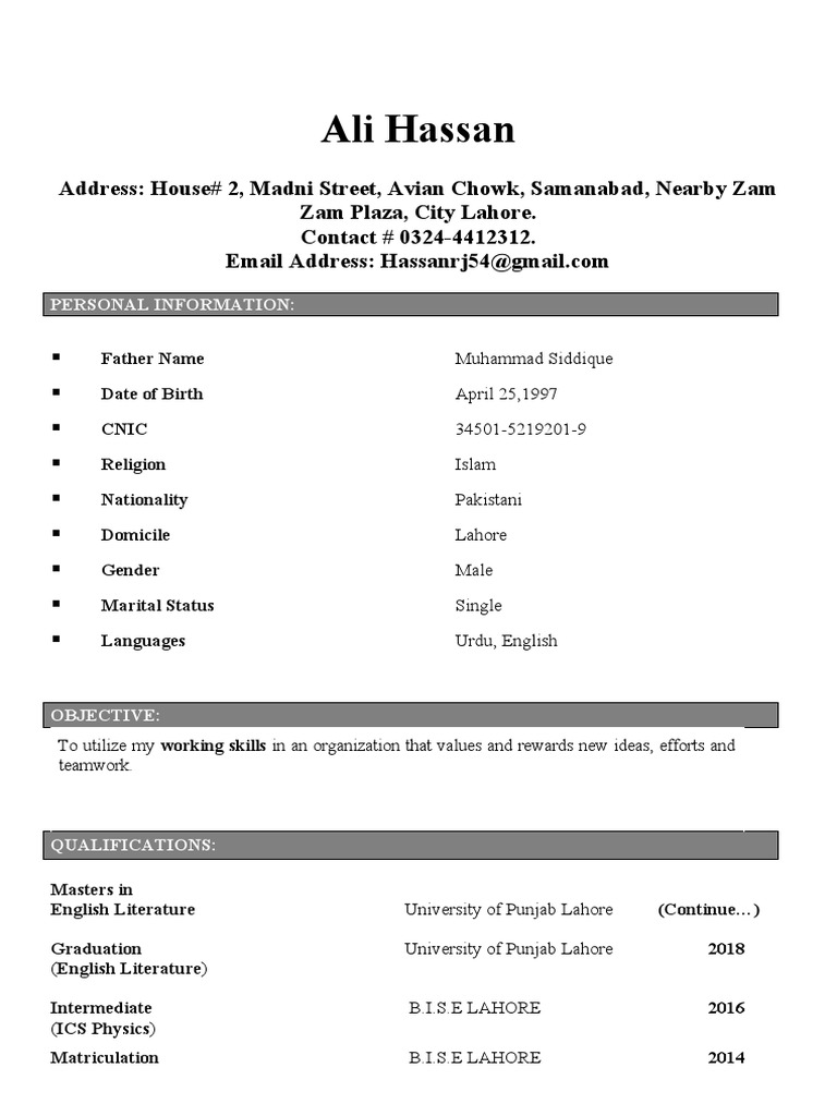 Ali Hassan Resume | PDF | Software | Computing