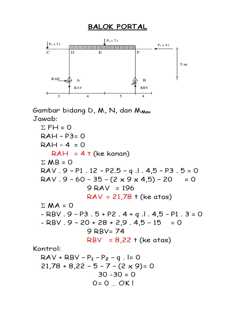 Analisis Balok Portal dan RAV/RBV | PDF | Metode & Bahan Ajar