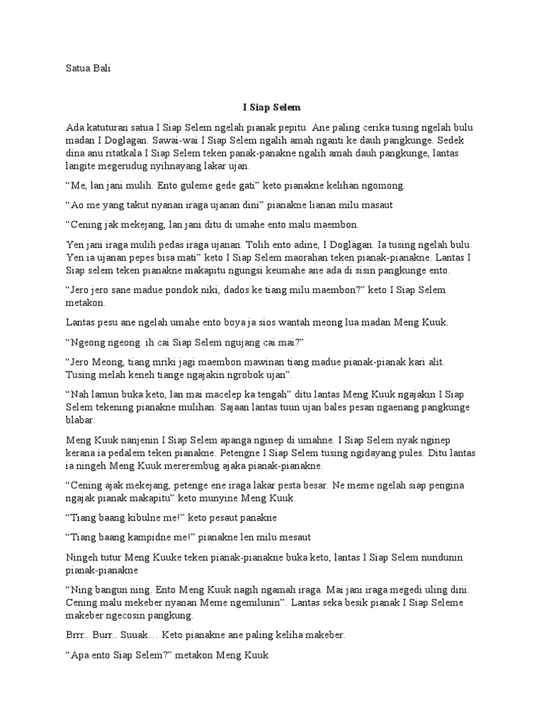Satua Bali | PDF | Seni & Disiplin Bahasa