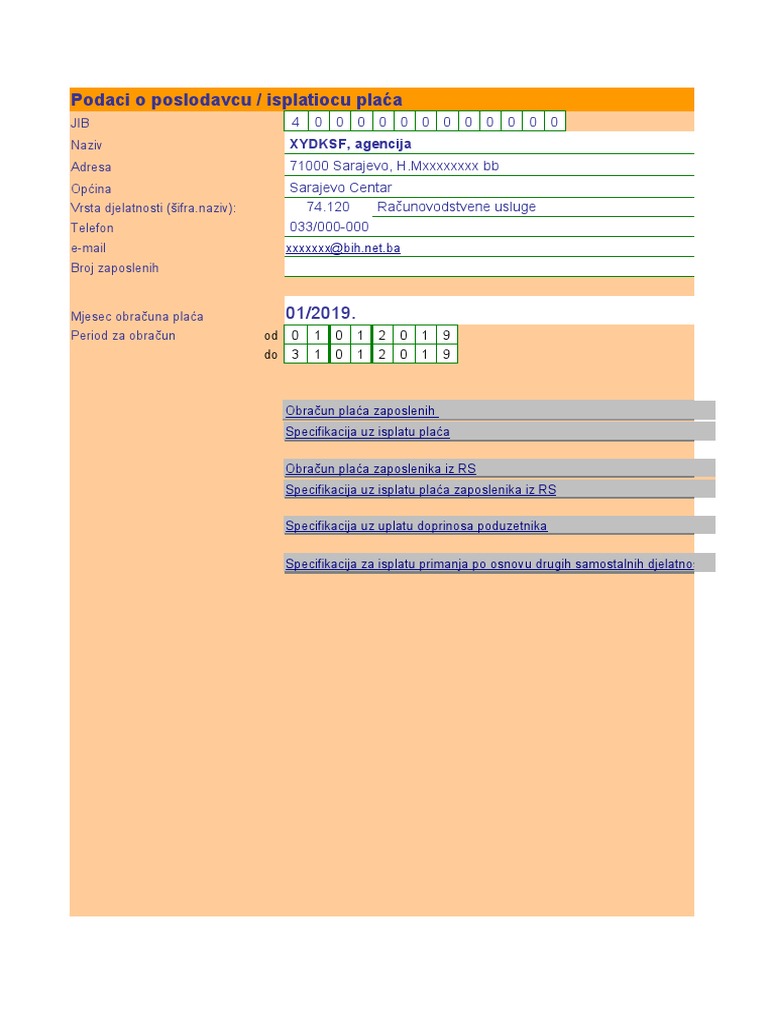 5.obrazac 2001 - Specifikacije PLACA 2018 Excel 97-2003 | PDF