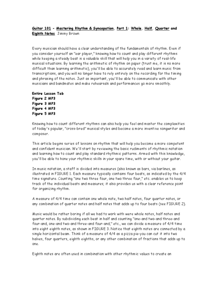 Mastering Rhythm & Syncopation, Part 1 | PDF | Rhythm | Notation