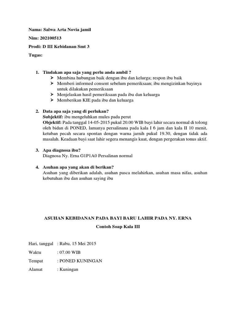 Asuhan Kebidanan Pasca Melahirkan Ny. Erna | PDF | Pengembangan Diri ...