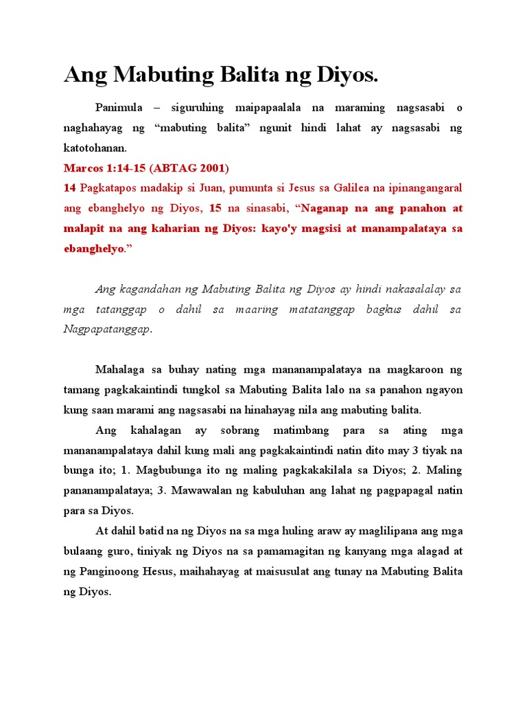 Ang Mabuting Balita | PDF
