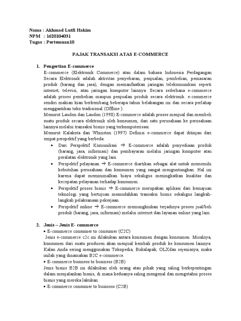 Pajak E-Commerce: Panduan Lengkap | PDF | Pengelolaan Keuangan & Uang ...