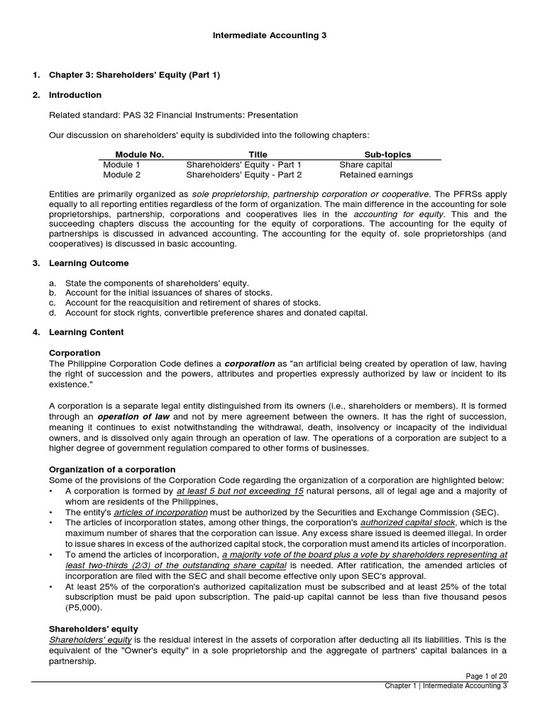 Intermediate Accounting 3 | PDF | Stocks | Treasury Stock