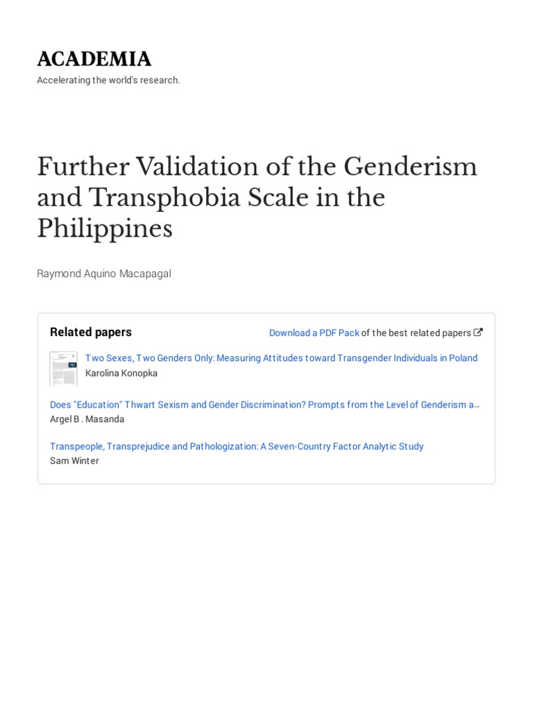 Further Validation of The Genderism and Transphobia Scale in The ...