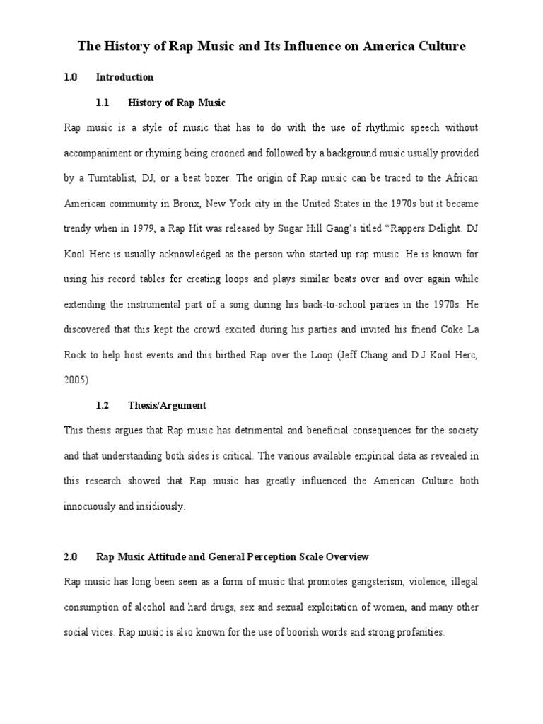 Impact of Rap Music on American Culture | PDF | Hip Hop Music | Adolescence