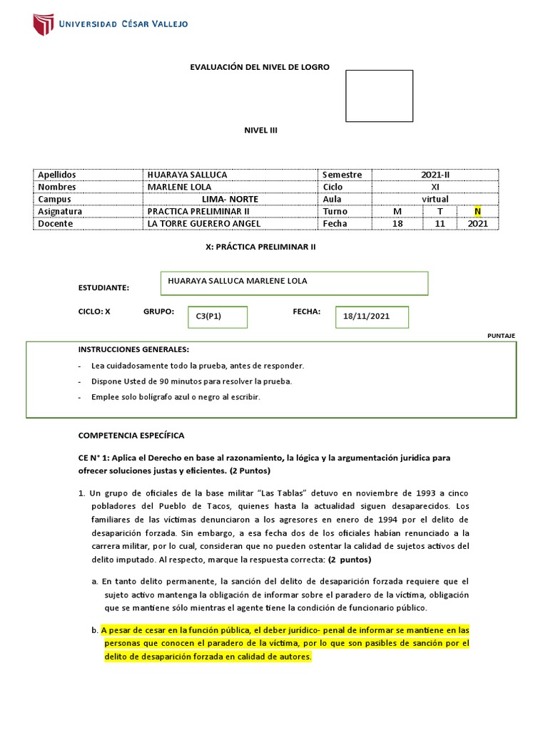 Pruebas de Nivel de Logro III | PDF | Derecho laboral | Ley procesal