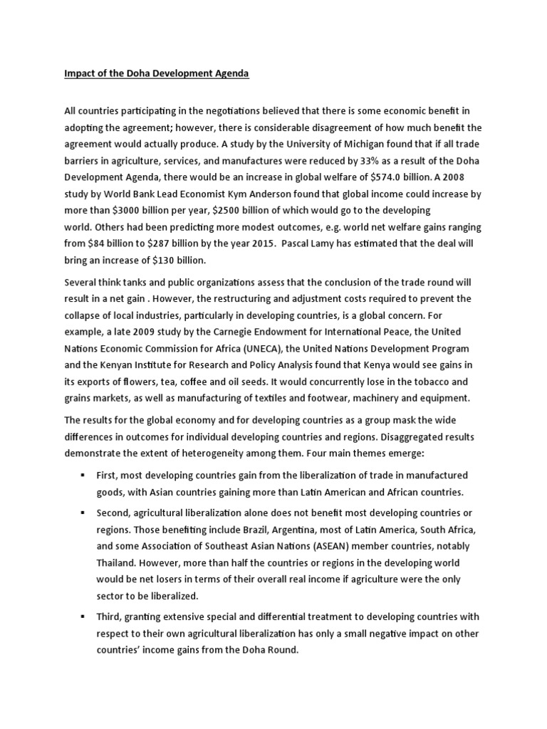 Doha Agenda | PDF | Doha Development Round | Economies