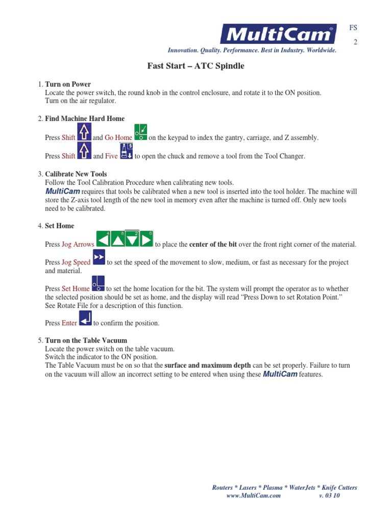 Fast Start CNC Multicam | PDF | Numerical Control | Manufactured Goods