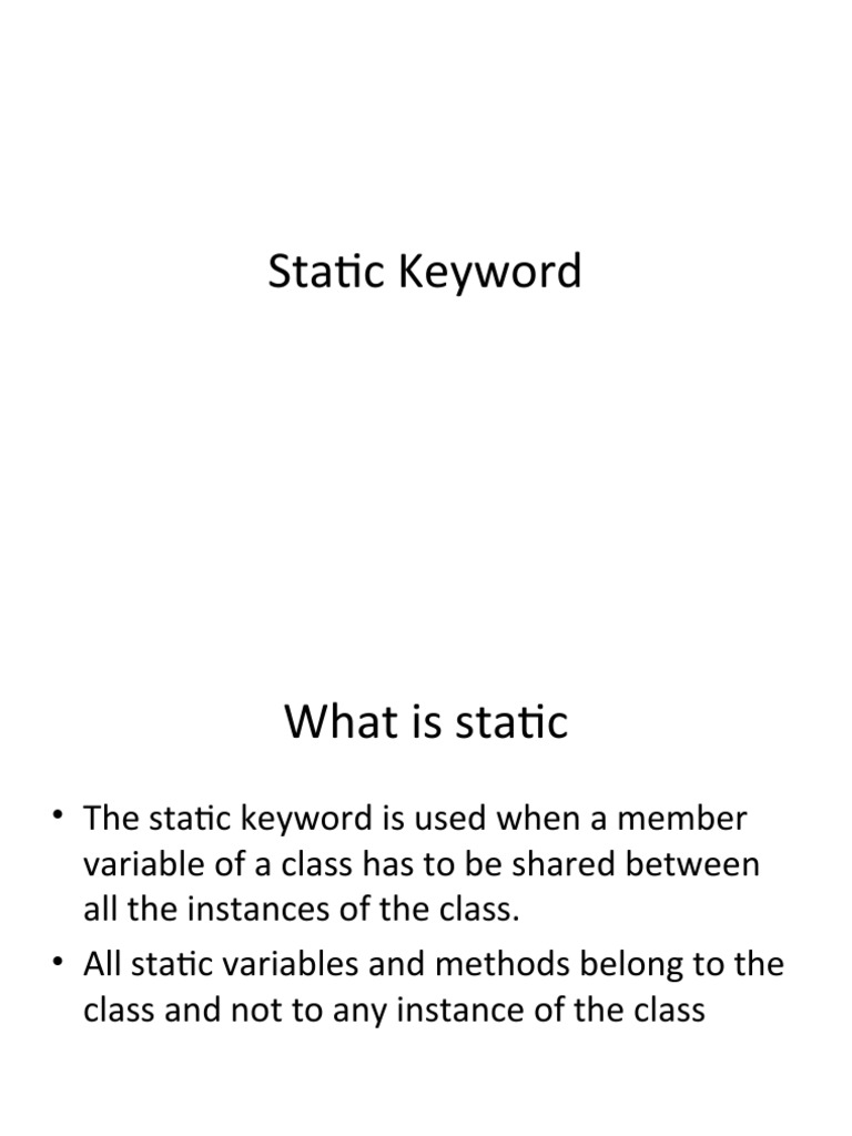 Static Keyword Java Pdf Class Computer Programming Method 0122