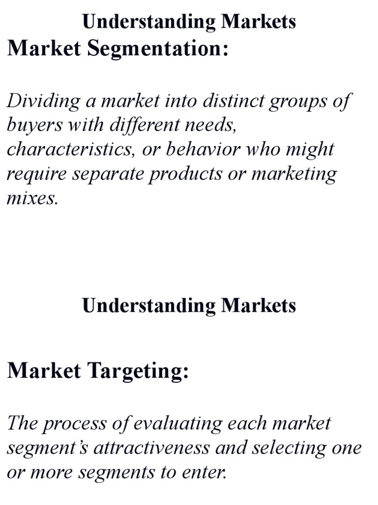 Understanding Markets: Market Segmentation | PDF | Market Segmentation ...