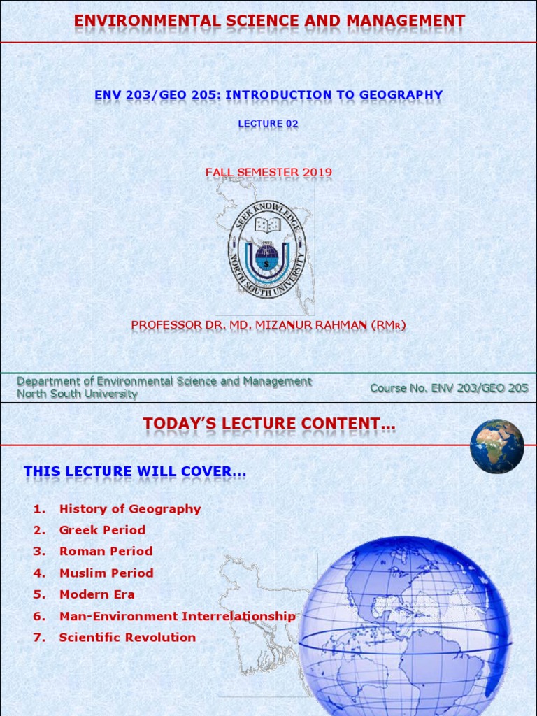 Env 203/geo 205: Introduction To Geography: Fall Semester 2019 | PDF ...