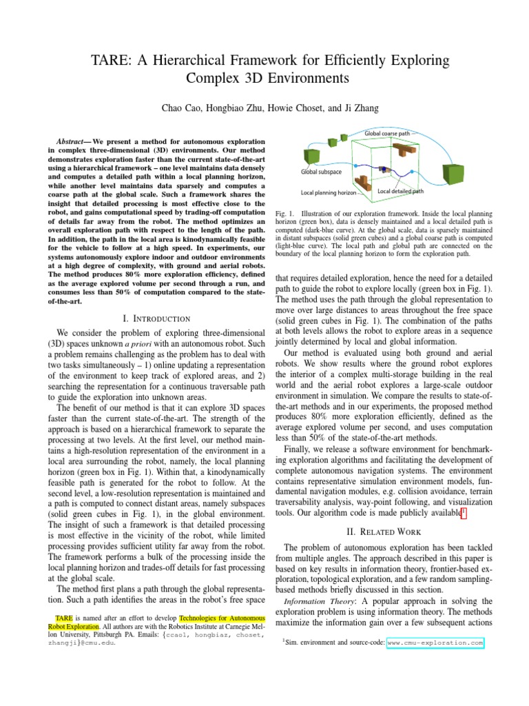 TARE: A Hierarchical Framework For Efficiently Exploring Complex 3D Environments | PDF ...