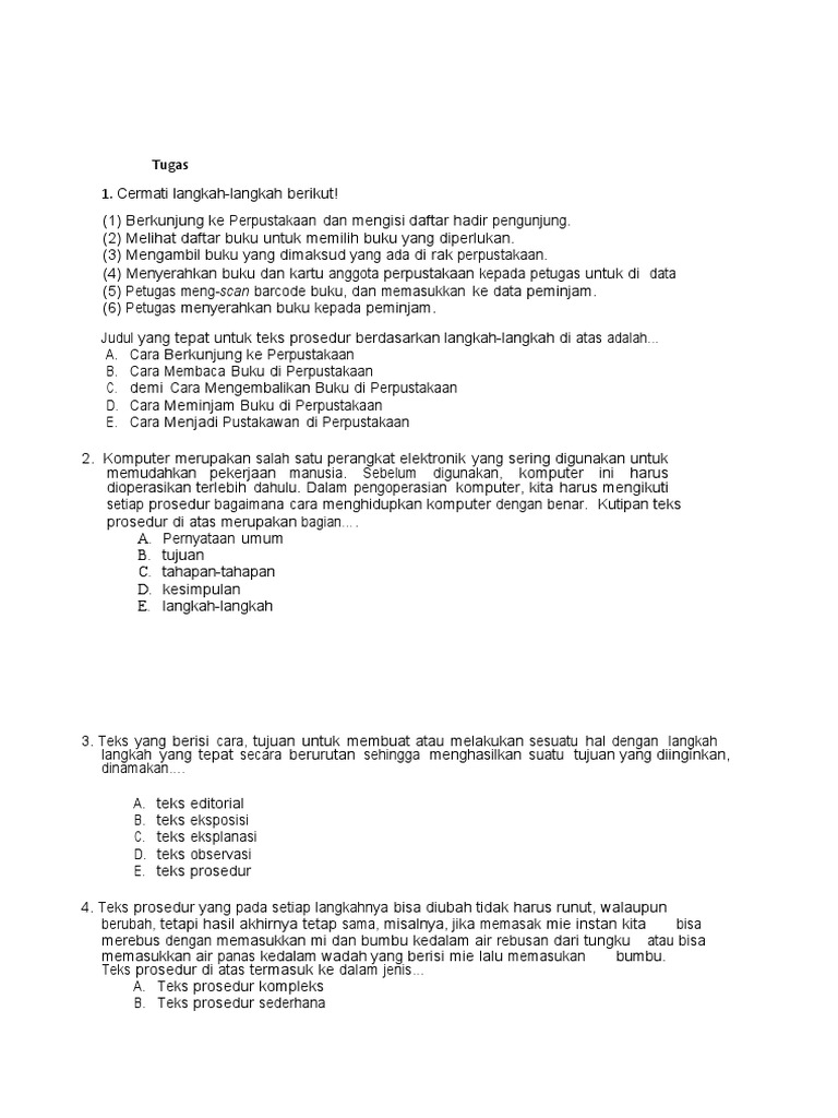 Contoh Soal Ulangan Semester 1 Bahasa Indonesia | PDF