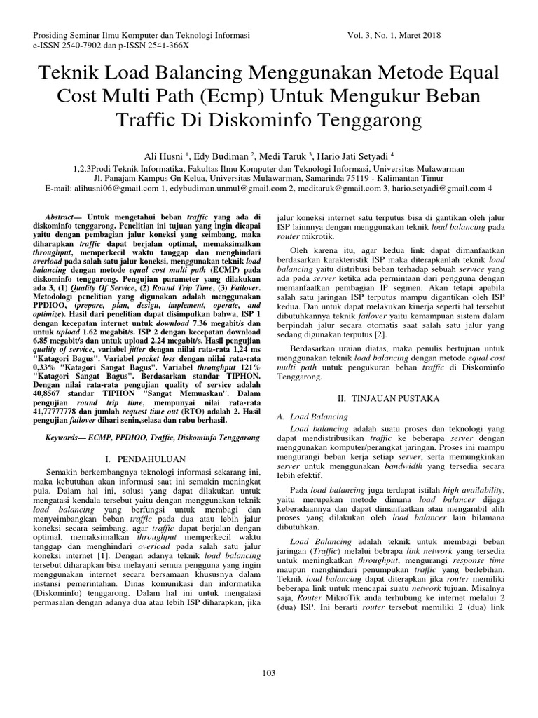 Husni Et Al. - 2018 - Teknik Load Balancing Menggunakan Metode Equal Cost Multi Path (ECMP ...