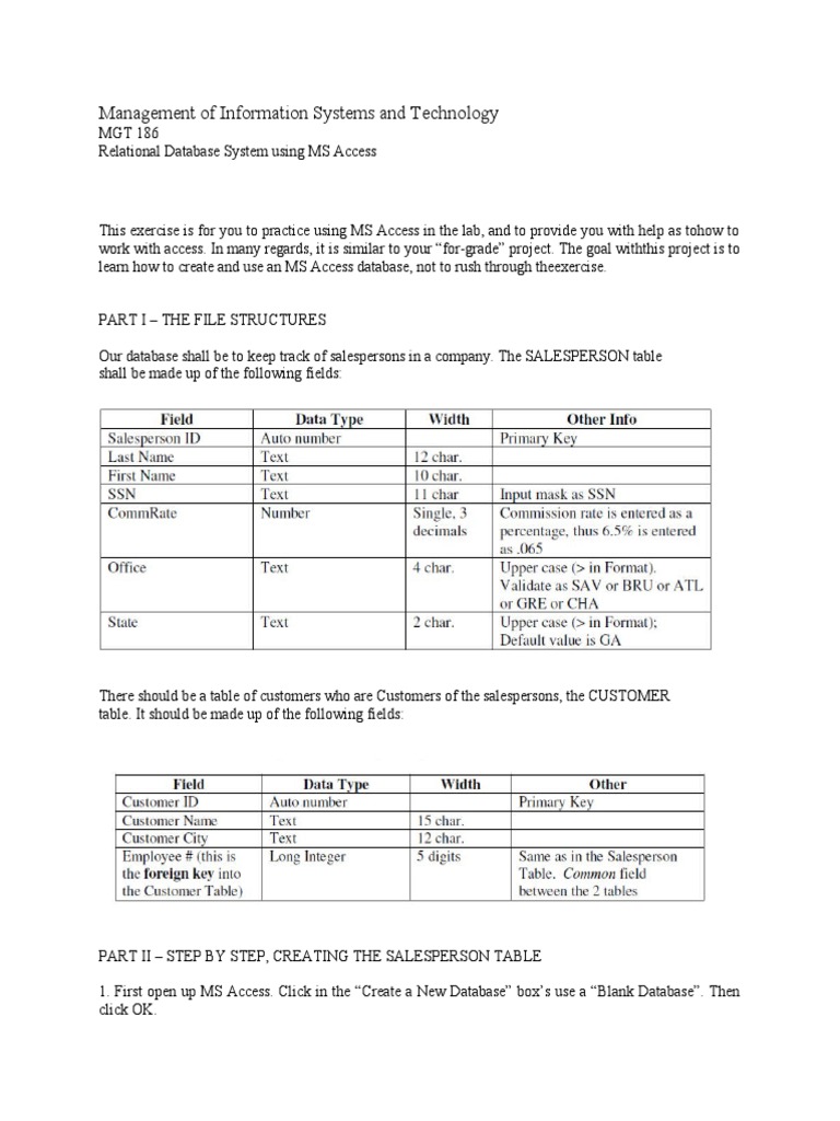 MS Access Lab Exercise | Download Free PDF | Microsoft Access | Databases