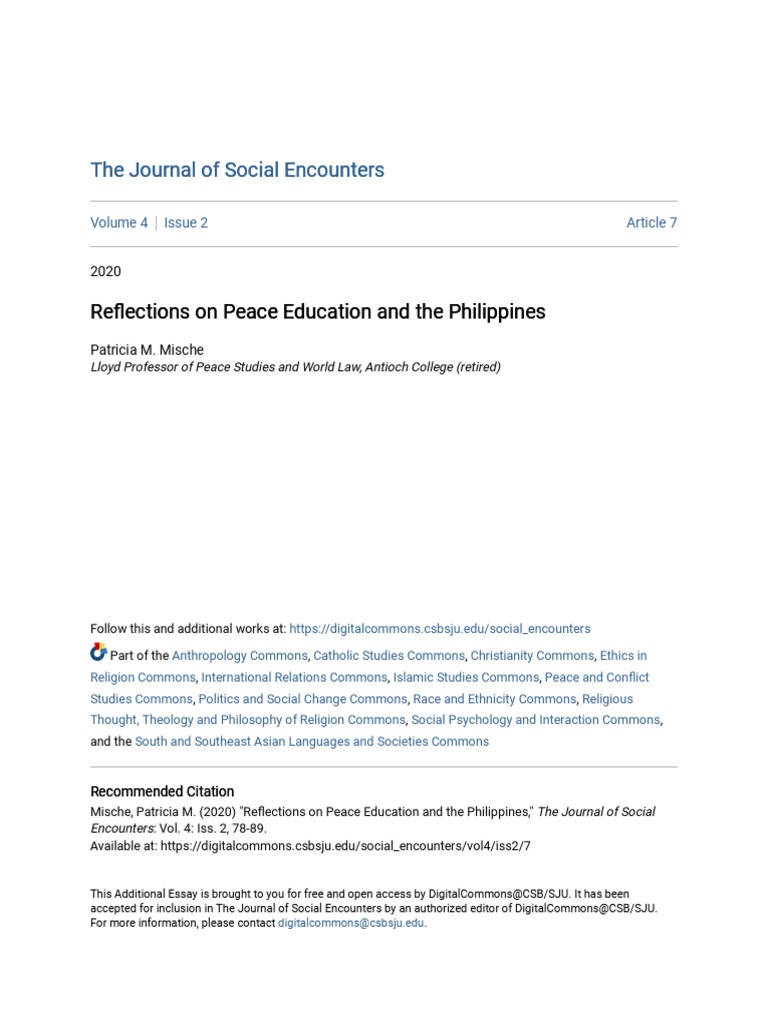 Reflections On Peace Education and The Philippines | PDF | Peace