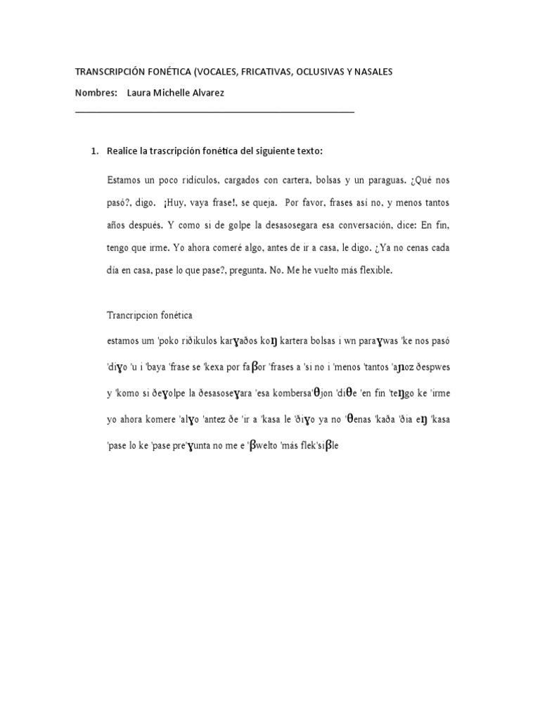 Taller Transcripción Fonética Pdf