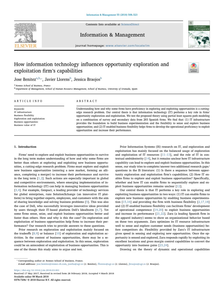 How Information Technology Influences Opportunity Exploration and | PDF ...