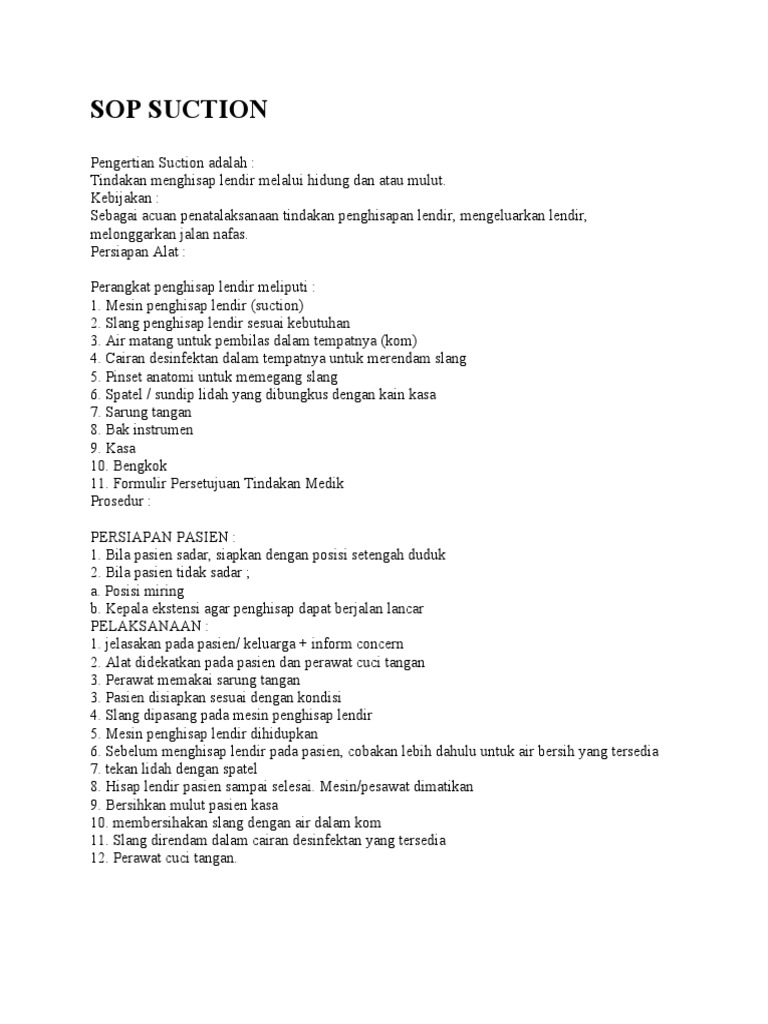 SOP Suction Dan Nebul | PDF