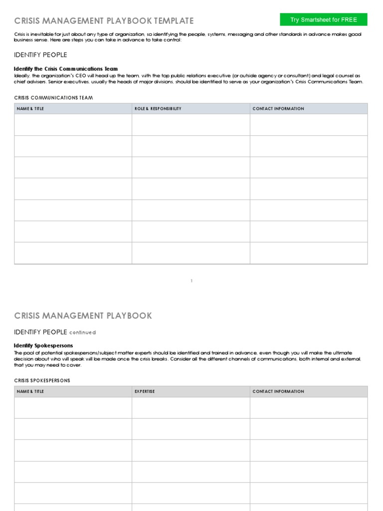 Crisis Management Playbook Template | PDF | Crisis Management ...