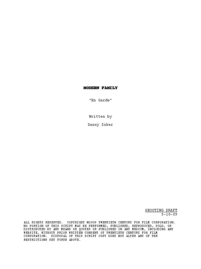 Modern Family 1x07 - en Garde - Danny Zuker | PDF | Television ...