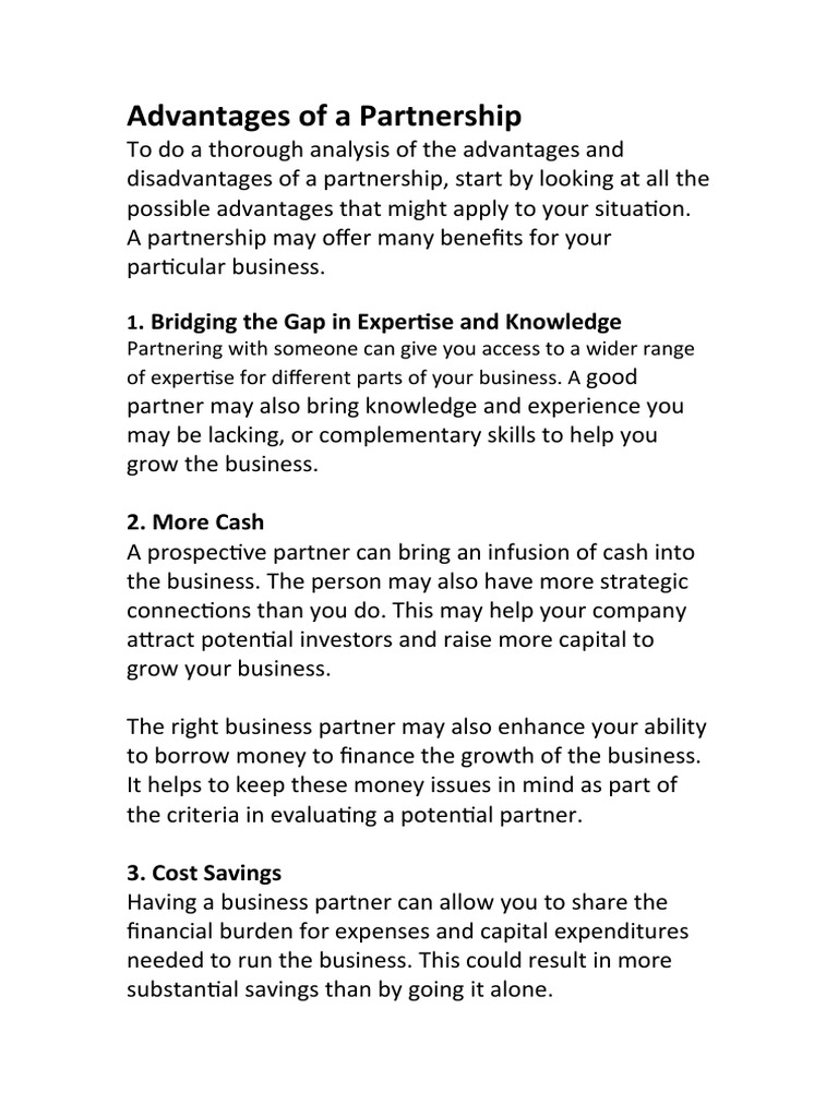 Partnership Pros and Cons Guide | PDF | Partnership | Taxes