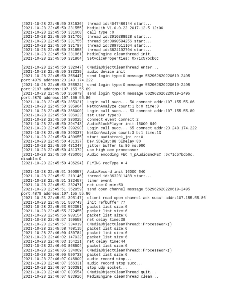 2021 10 28 - Log | PDF | Transmission Control Protocol | Network Socket