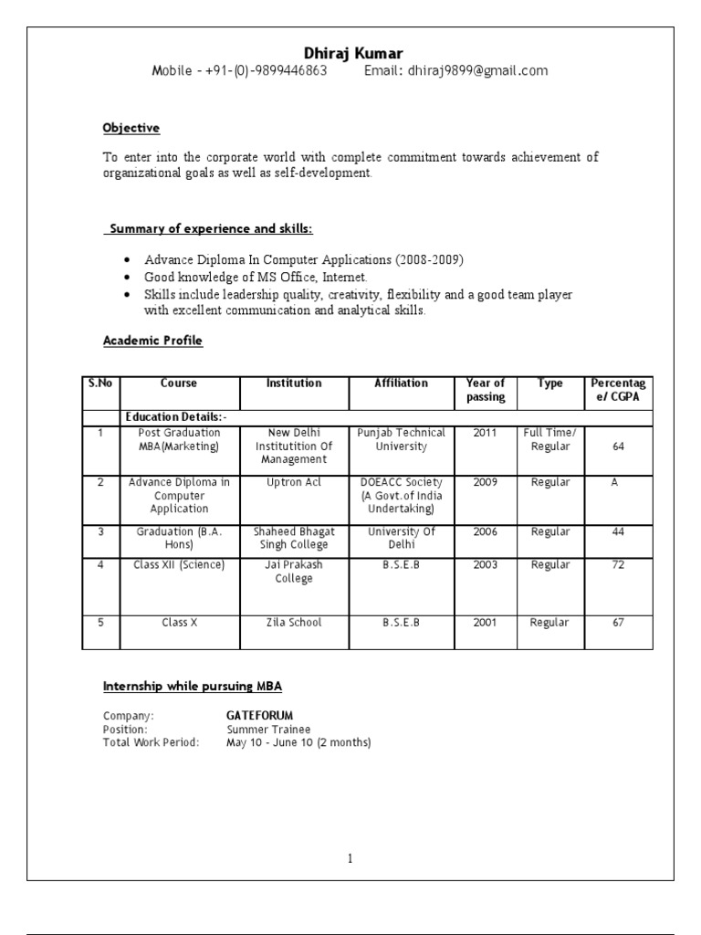 Dhiraj 3 | PDF | Master Of Business Administration | Bachelor's Degree