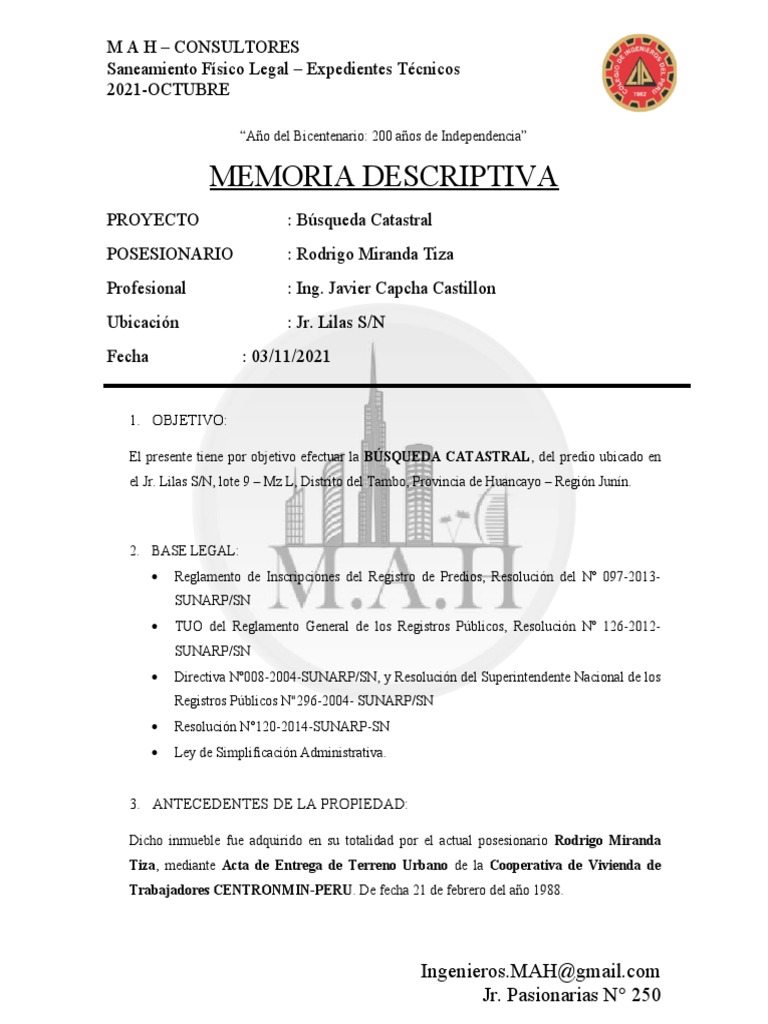 Memoria Descriptiva | PDF