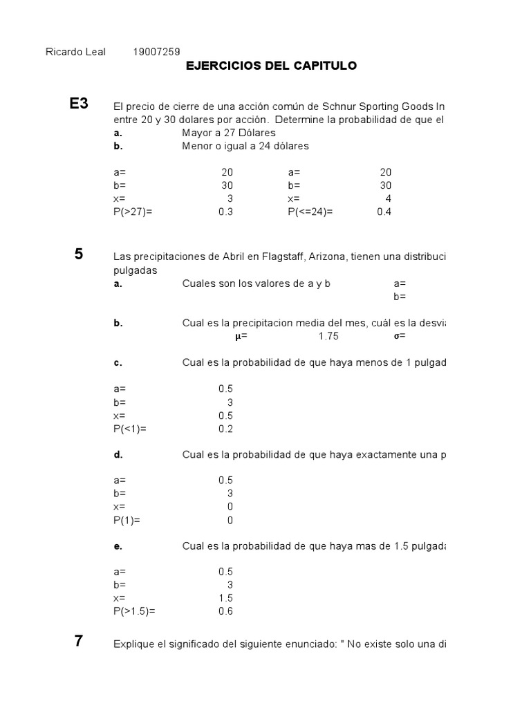 Tarea 1 Ejer. Del Capitulo Uno | PDF | Teoría de la medida | Matemáticas Aplicadas