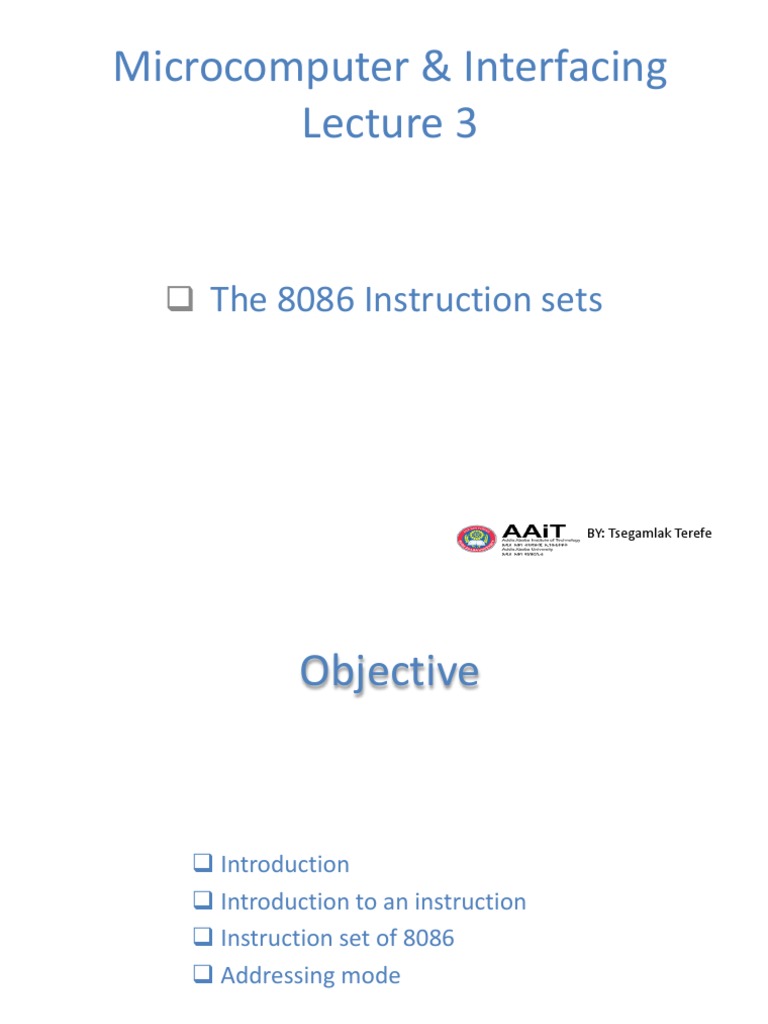 Lec 3 8086 Instruction Set | PDF | Assembly Language | Central ...