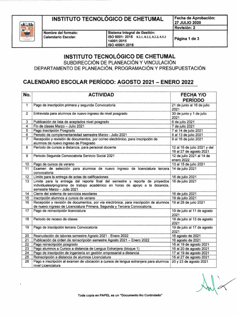 Calendario ITCH 21-22 | PDF | Etapas educativas