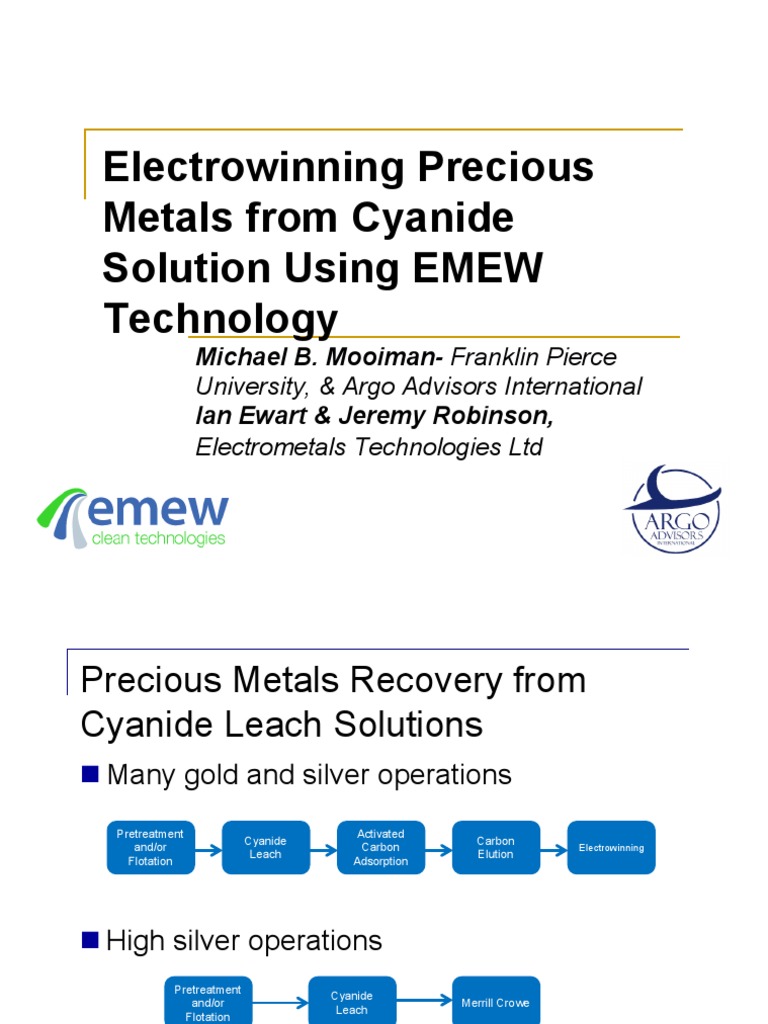 Electrowinning Precious Metals From Cyanide Solutions Using Emew ...